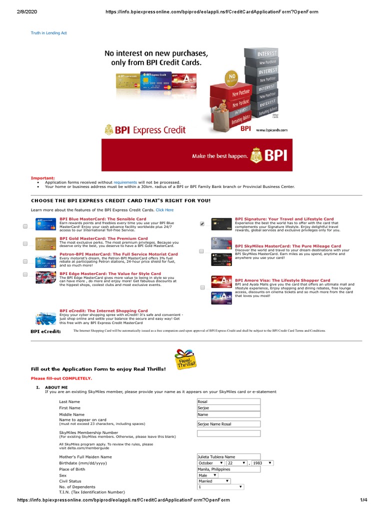 BPI Credit Card Application Guide | PDF | Credit Card | Master Card