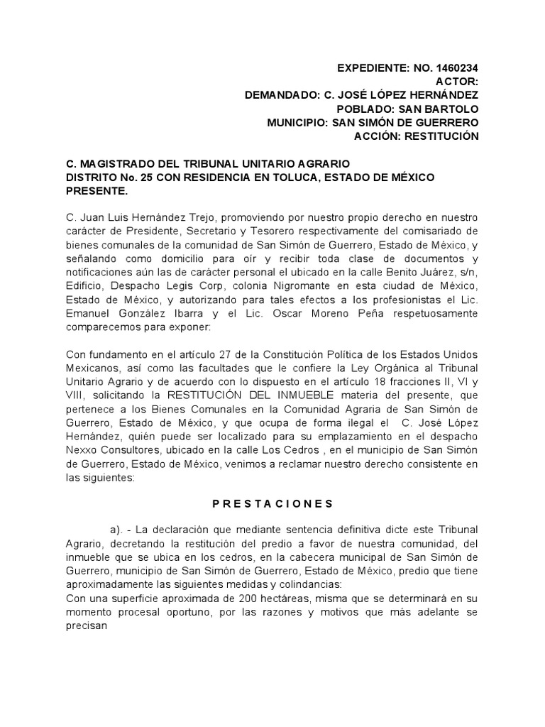 Demanda Agraria | PDF | Sentencia (ley) | México