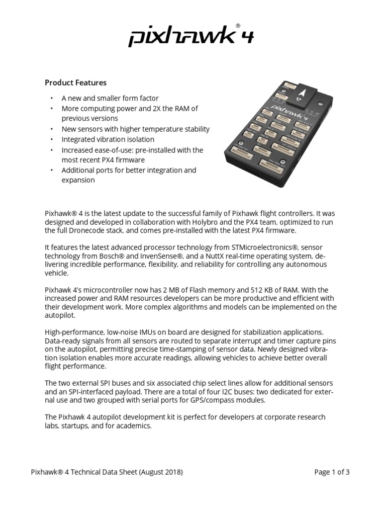 Pixhawk4 Technical Data Sheet | PDF | Random Access Memory ...