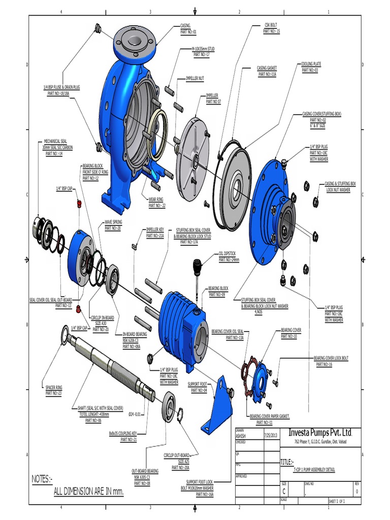 Notes:-All Dimension Are in MM.: Investa Pumps Pvt. LTD | PDF | Washer ...