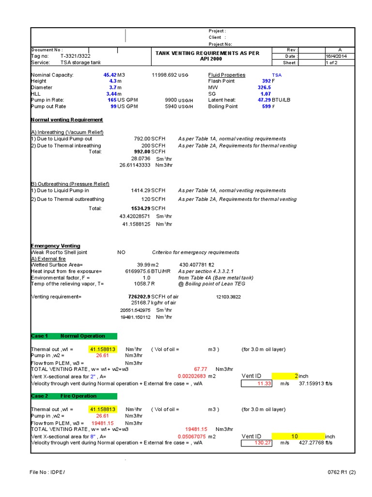 Tank Venting Requirements (API 2000) 2 | Download Free PDF | Nature ...