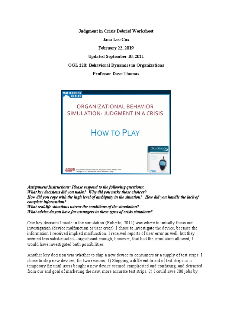 Judgment in Crisis Debrief Final | PDF | Simulation | Framing (Social Sciences)