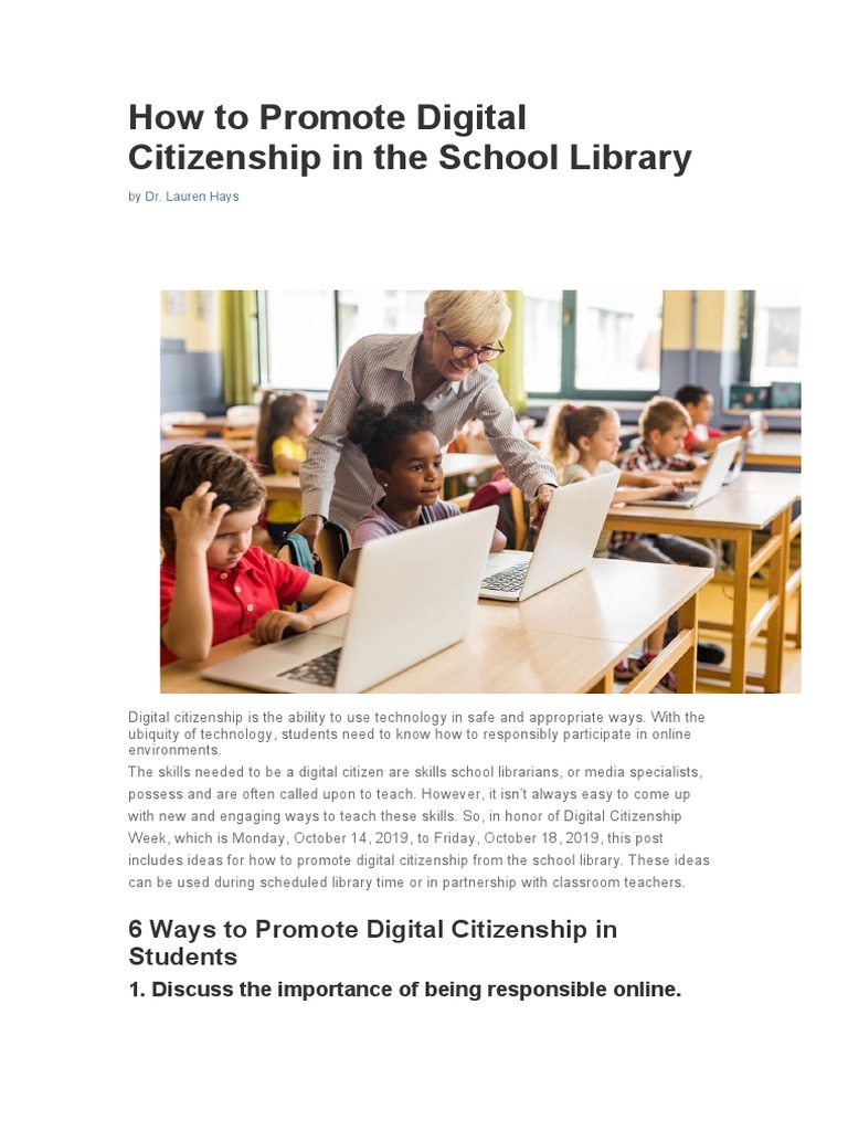 How To Promote Digital Citizenship in The School | PDF | School Library ...