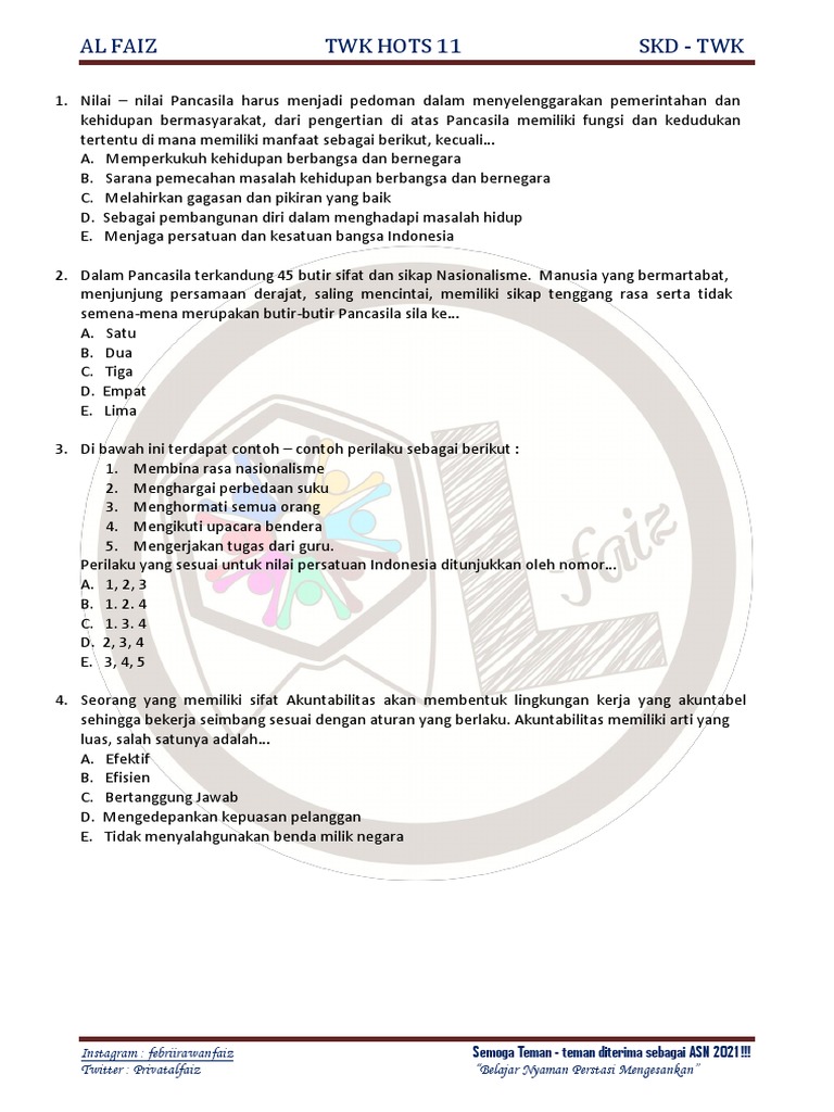 Al Faiz TWK Hots 11 SKD - TWK | PDF | Karier & Perkembangan | Perjalanan