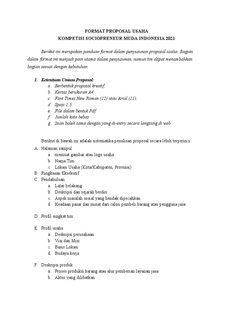 Format Proposal Usaha | PDF