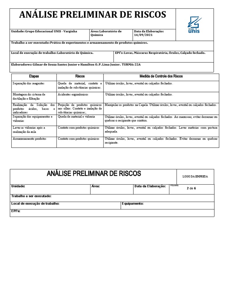 Modelo de Apr | PDF | Química | Laboratórios