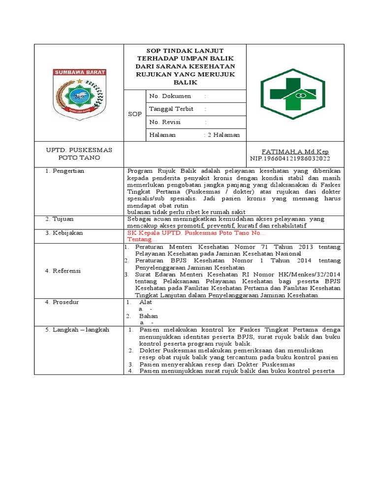 Sop Rujuk Balik | PDF