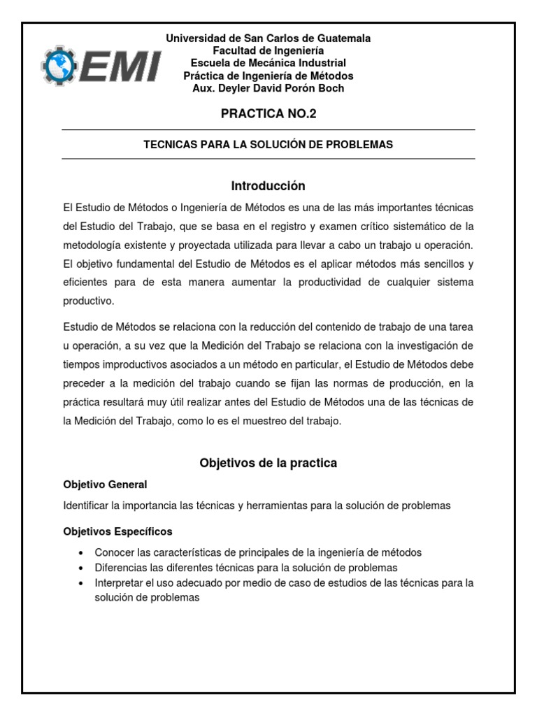 Practica Solucion de Problemas | PDF | Ingeniería | Prueba (evaluación)