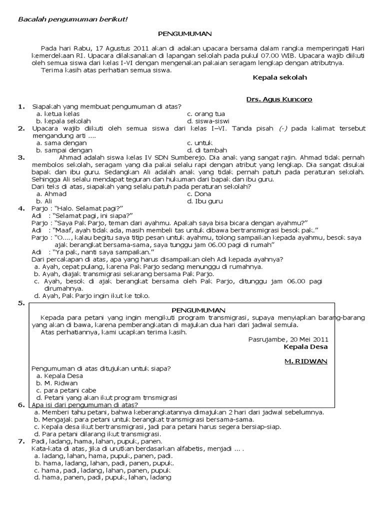 Bahasa Indonesia Kelas IV Semester 2 | PDF