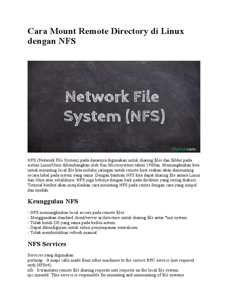 Cara Mount Remote Directory Di Linux Dengan NFS | PDF