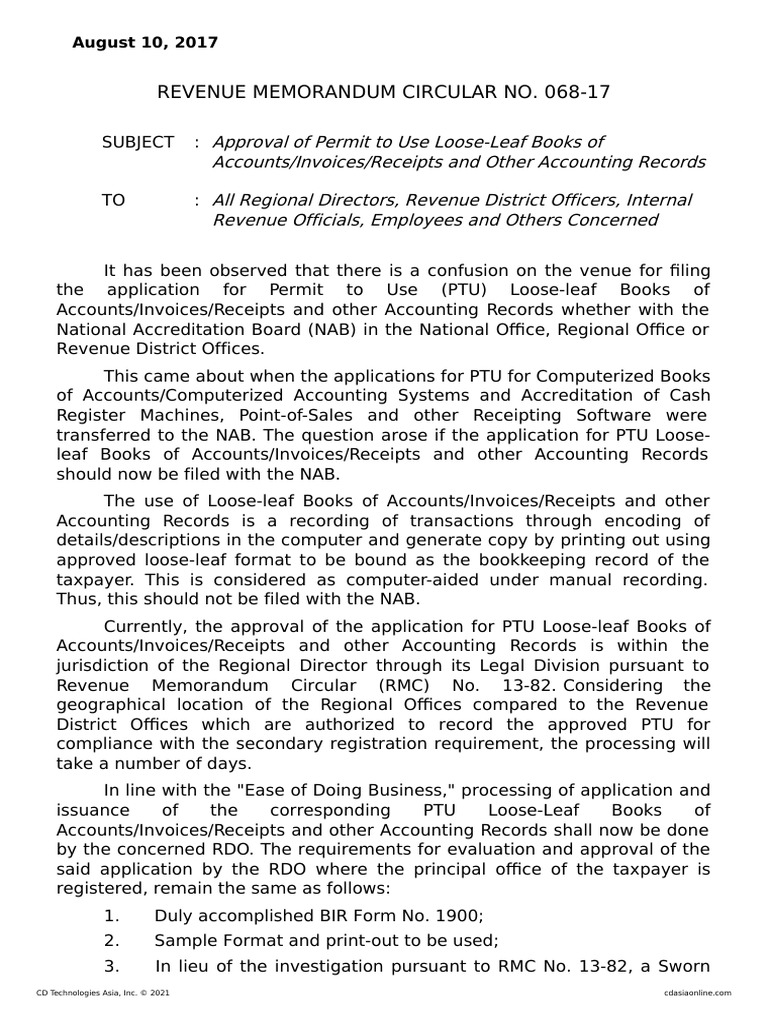Approval of Permit To Use Loose-Leaf Books | PDF | Invoice | Receipt