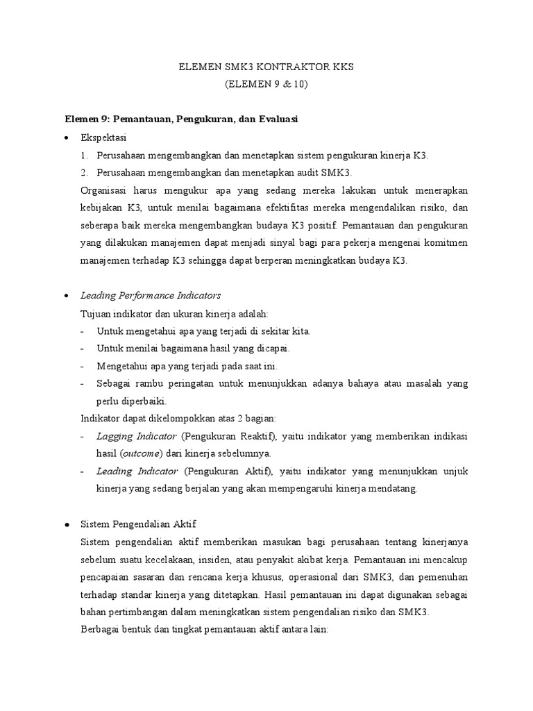 Elemen 9-10 (Elemen K3 Migas) | PDF