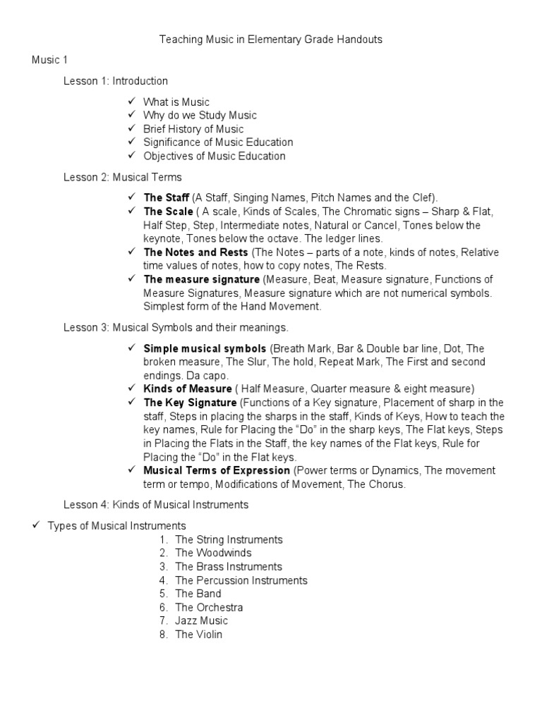Teaching Music in Elementary Grade Handouts | PDF | Scale (Music ...