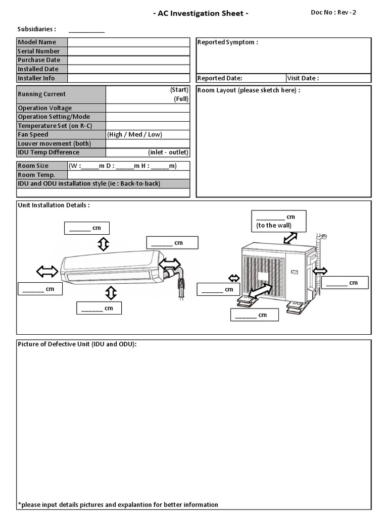 AIRCON Investigation Sheet | PDF