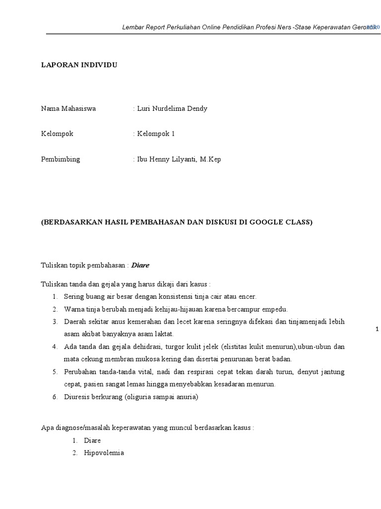 Kasus Diare (Luri Nurdelima Dendy) | PDF