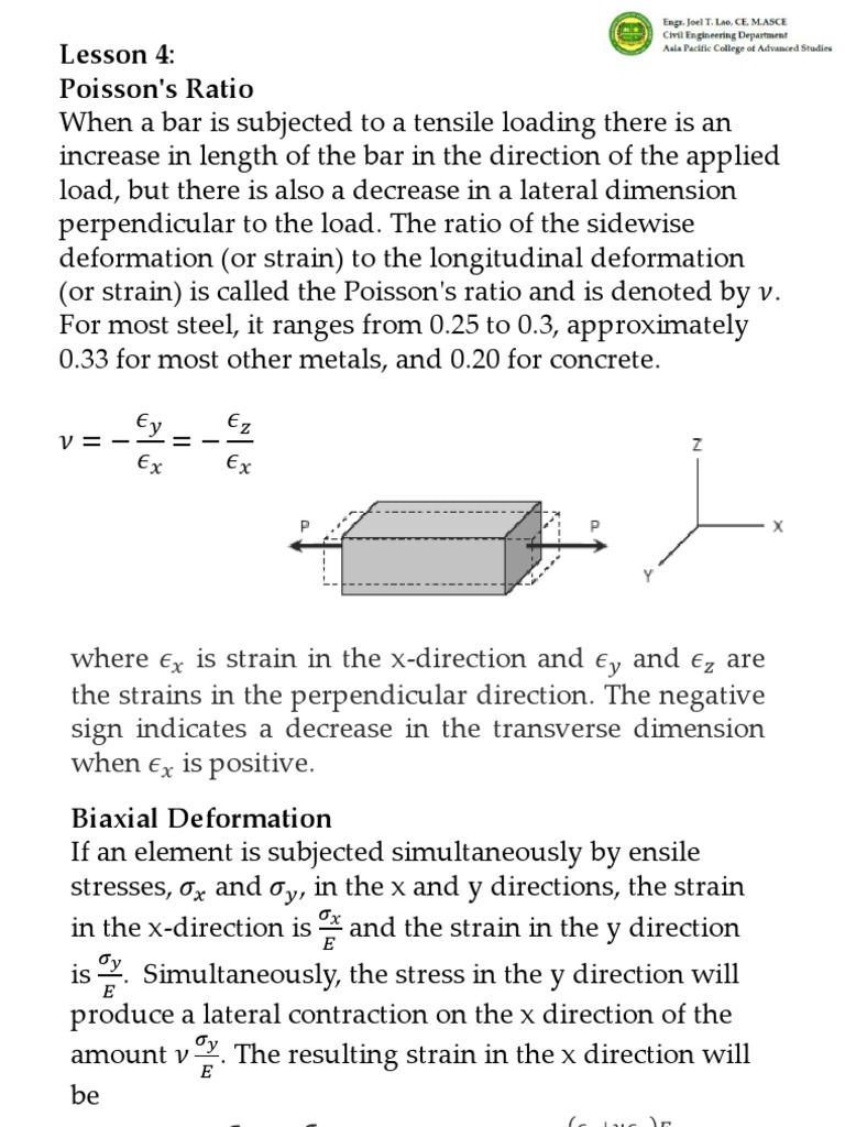 Poisson's Ratio and Deformation Analysis | PDF | Young's Modulus ...