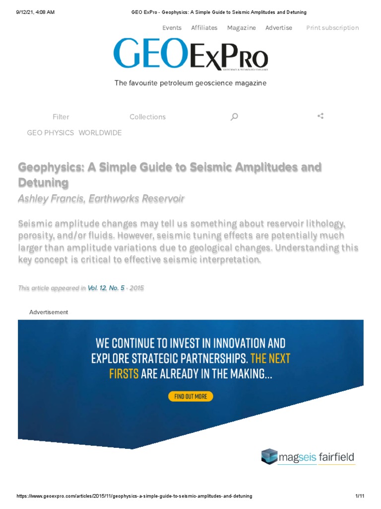 GEO ExPro - Geophysics - A Simple Guide To Seismic Amplitudes and ...