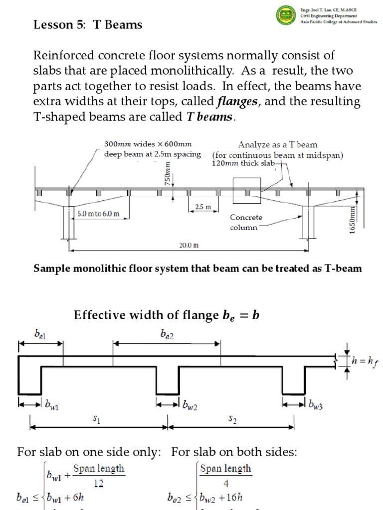RCD Lesson 5 T Beams | PDF | Beam (Structure) | Mechanics