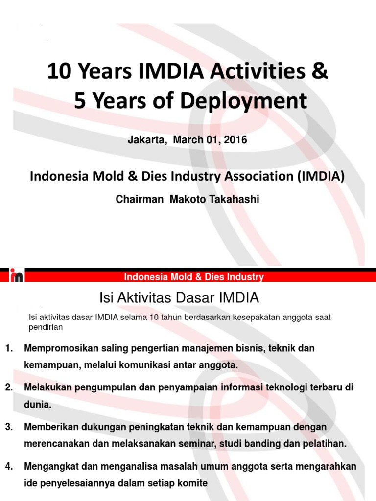 Industri Mold & Dies Indonesia: 10 Tahun IMDIA | PDF