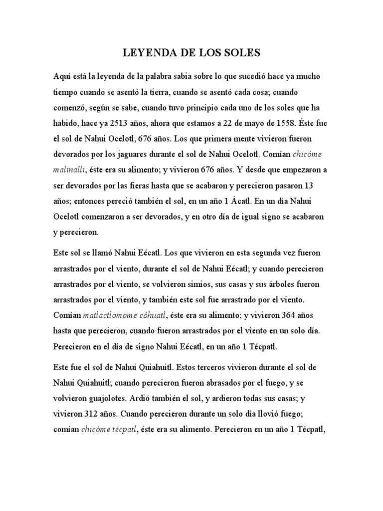 Leyenda de Los Soles | PDF | Mesoamérica | azteca