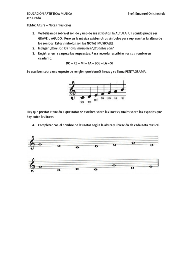 Actividades Musicales para 4to Grado | PDF | Canciones | Sonido
