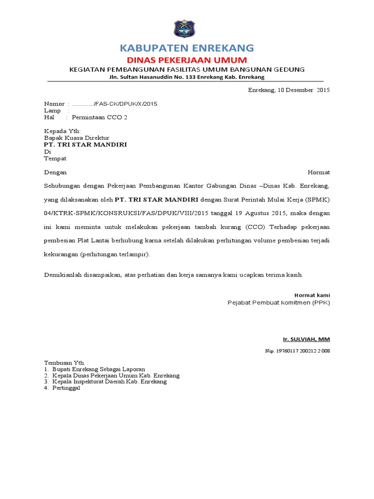 SURAT Permintaan CCO 2 | PDF