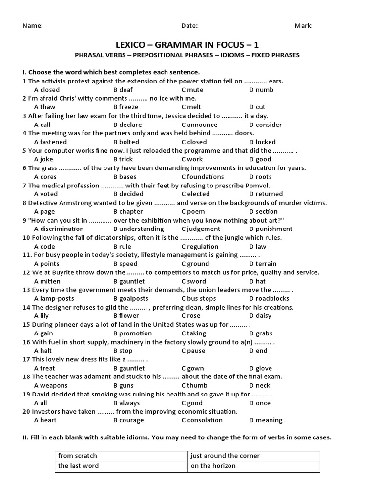 Lexico-Grammar in Focus 1 | PDF | Phrase