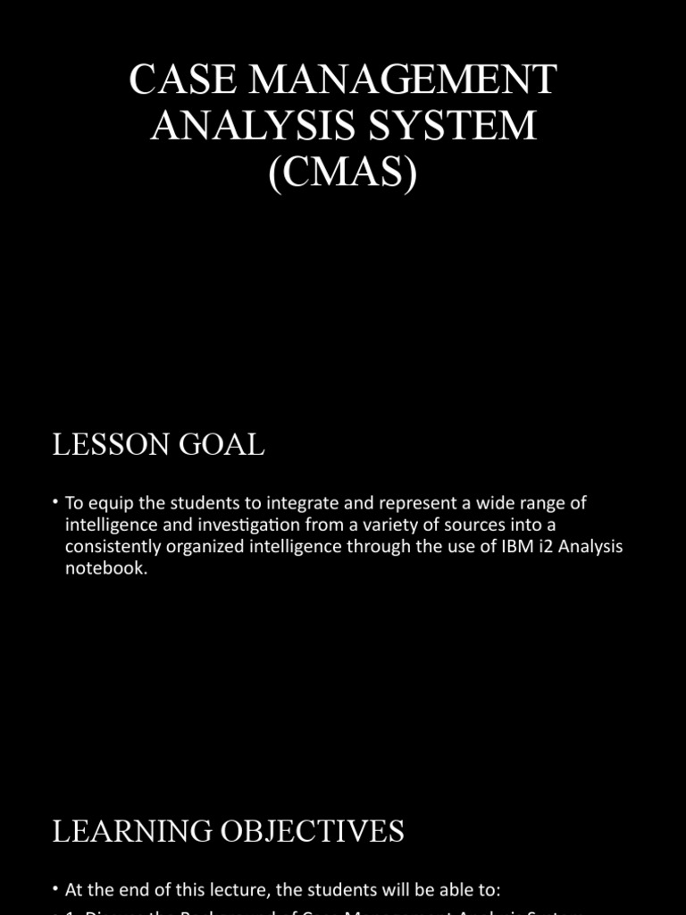 Case Management Analysis System (Cmas) | PDF