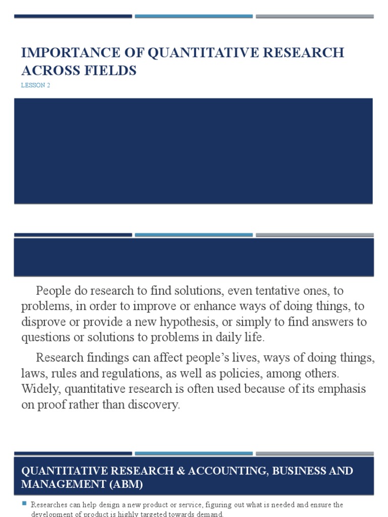 Role of Quantitative Research in Various Fields | PDF | Quantitative ...