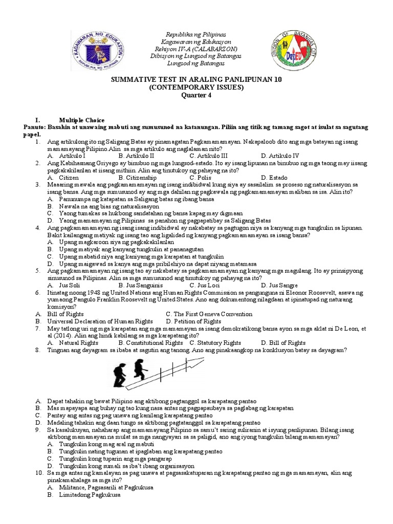 SUMMATIVE TEST in Araling Panlipunan 10 Quarter 4 | PDF