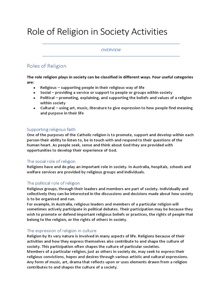 Role of Religion in Society Workbook and Activities | PDF | Rights