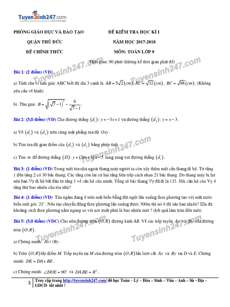 TS247 DT de Thi hk1 Toan 9 Quan Thu Duc TP Ho Chi Minh Nam 2017 2018 Co Giai Chi Tiet 24709 ...