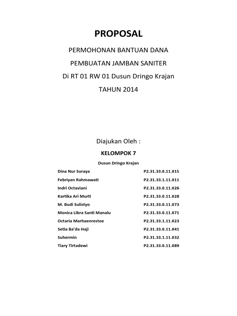 Proposal Jamban Saniter Dringo Krajan | PDF | Sains & Matematika