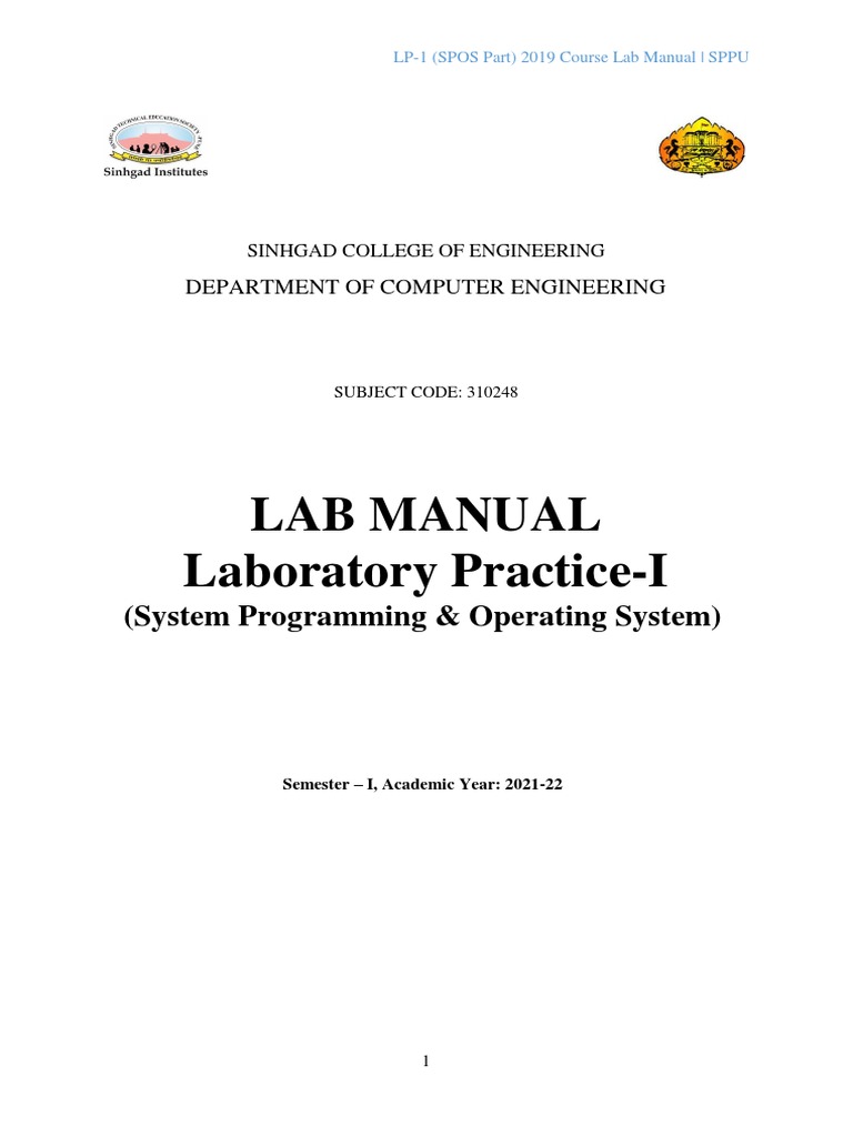 Lab Manual Laboratory Practice-I: (System Programming & Operating System) | PDF | Assembly ...