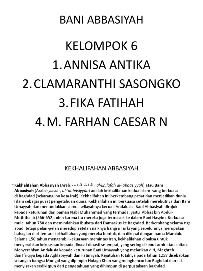 Bani Abbasiyah | PDF