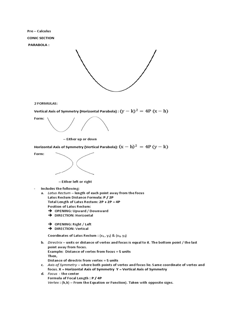 Parabola Basics and Shortcut Formula | PDF | Geometry | Analytic Geometry