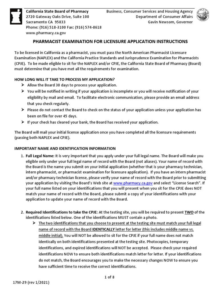 California Pharmacist License Application Guide | PDF | Pharmacist ...