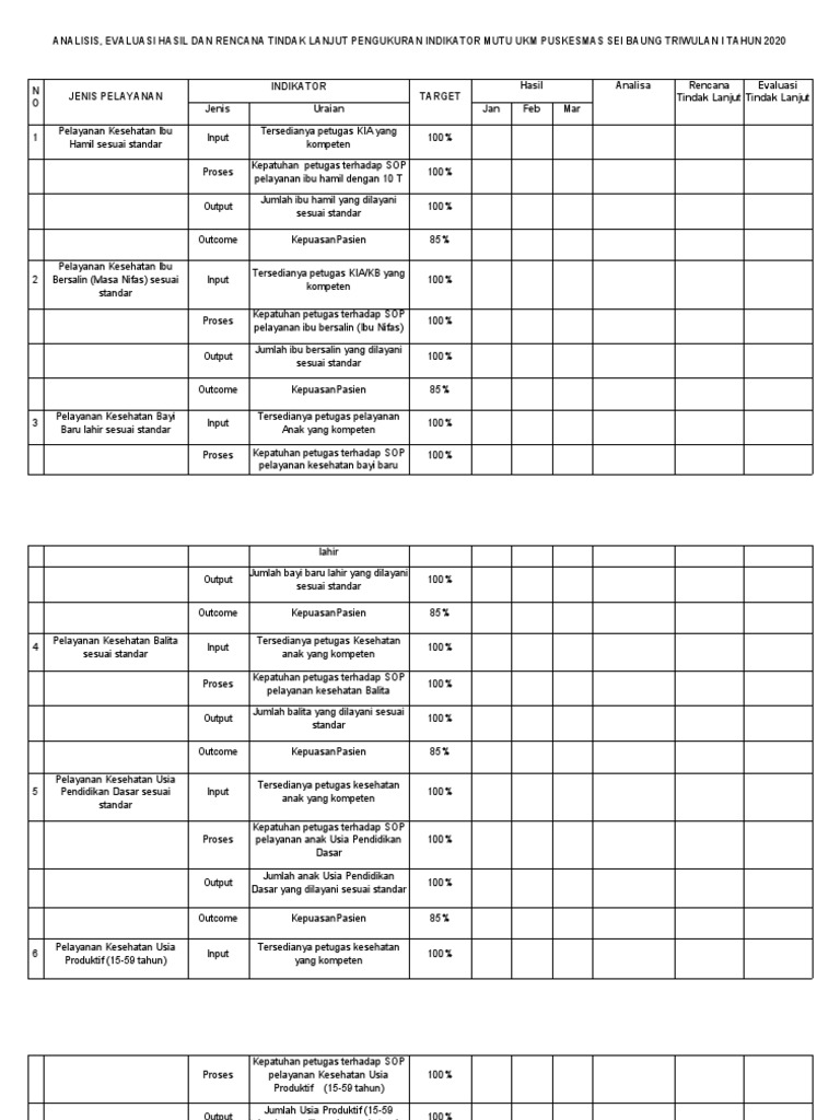Monev INDIKATOR MUTU UKM Triwulan I | PDF