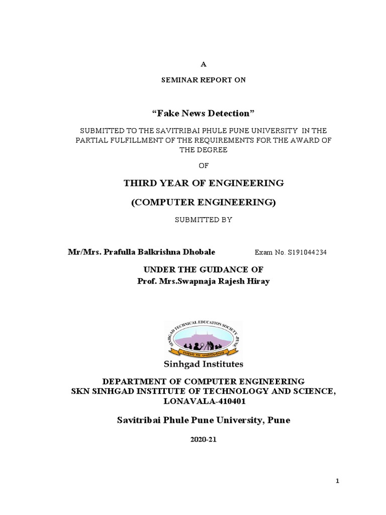 TE Seminar-Report-Front Page | PDF | Science And Technology | Computing
