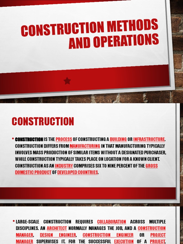 Construction Methods and Operations | PDF | Concrete | Architecture
