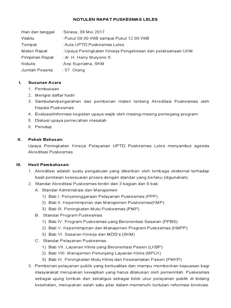 Notulen Sosialisasi | PDF