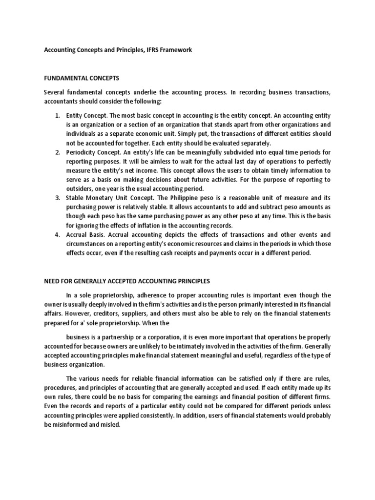 Accounting Concepts and Principles, IFRS Framework | PDF ...