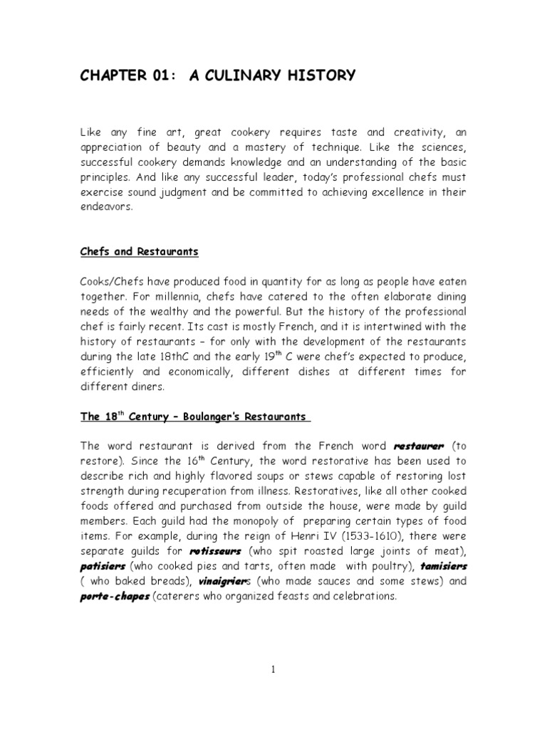 Chapter 1 A CULINARY HISTORY | PDF | Food Preservation | Foods