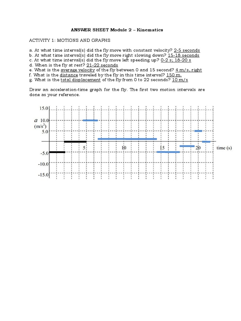 ANSWER SHEET Module 2 - Kinematics | PDF