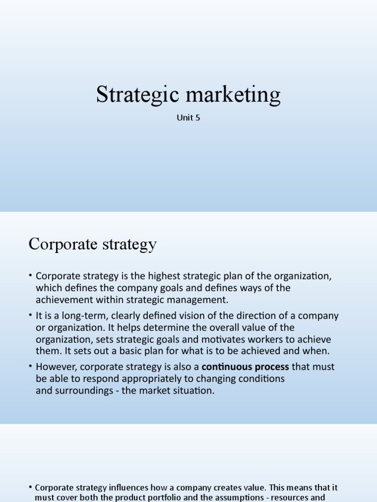 Strategic Analysis of Corporate, Offensive, and Defensive Marketing ...