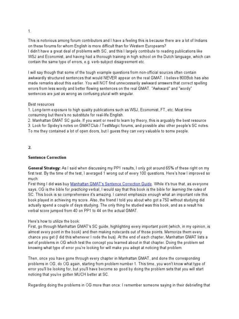 Sentence Correction - Verbal Section | PDF | Cognition | Communication