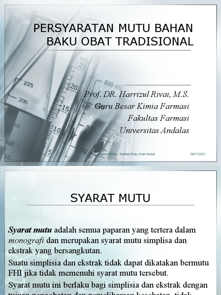 Persyaratan Mutu Bahan Baku Obat Tradisional Pdf