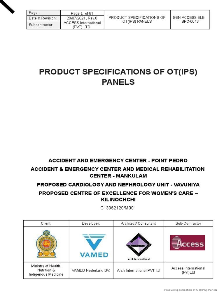 Product Specification of OT (IPS) Panels | PDF | Transformer ...