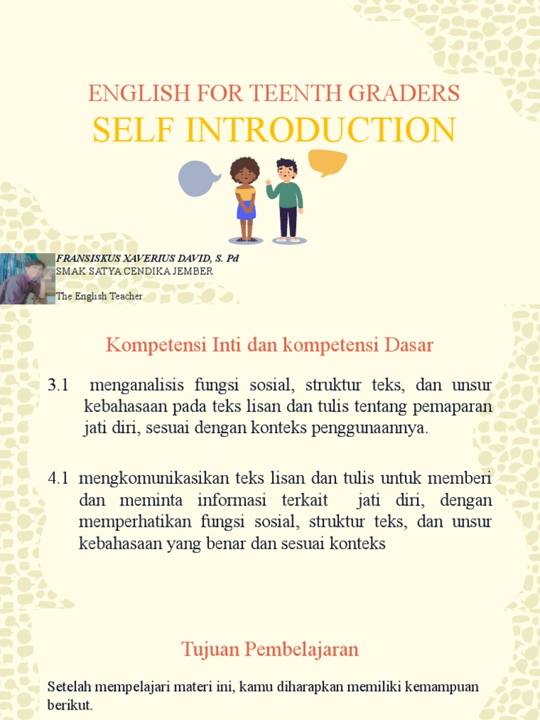 Self Introduction: English For Teenth Graders | PDF | Indonesian Language
