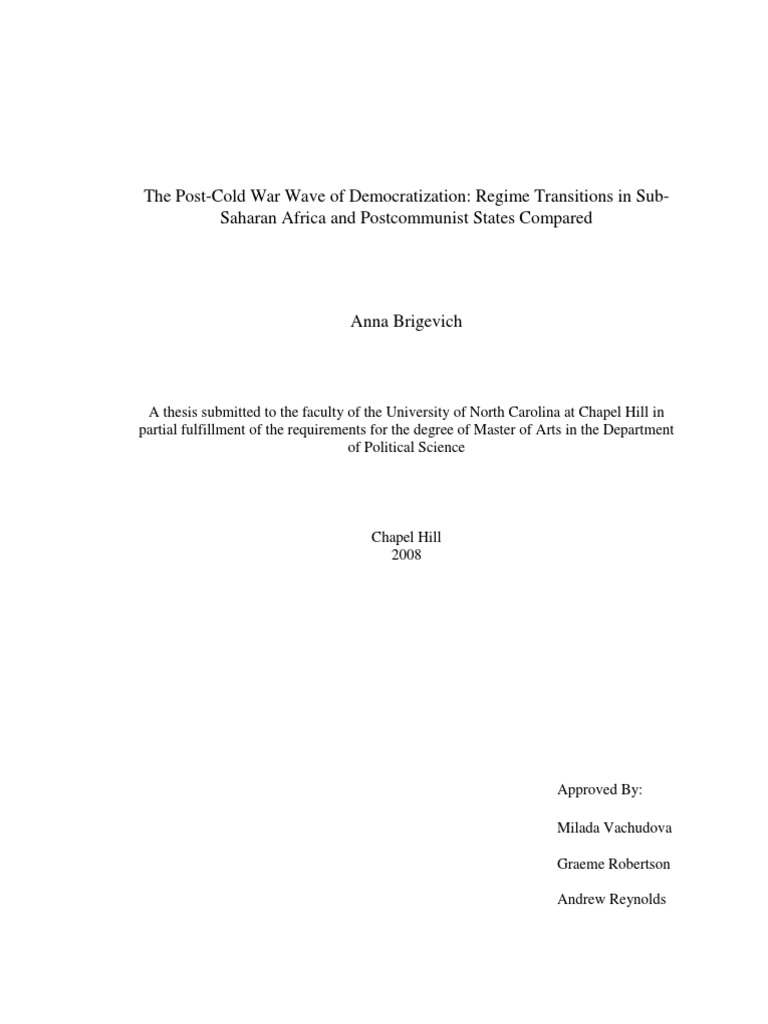 The Post-Cold War Wave of Democratization Regime Transitions in Sub ...